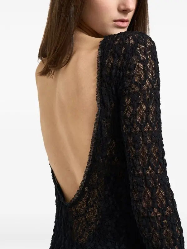 FORTE_FORTE Lace Long Dress - Black
