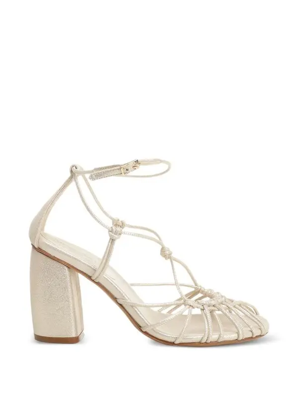 FORTE_FORTE Leather Heeled Sandals - Silver