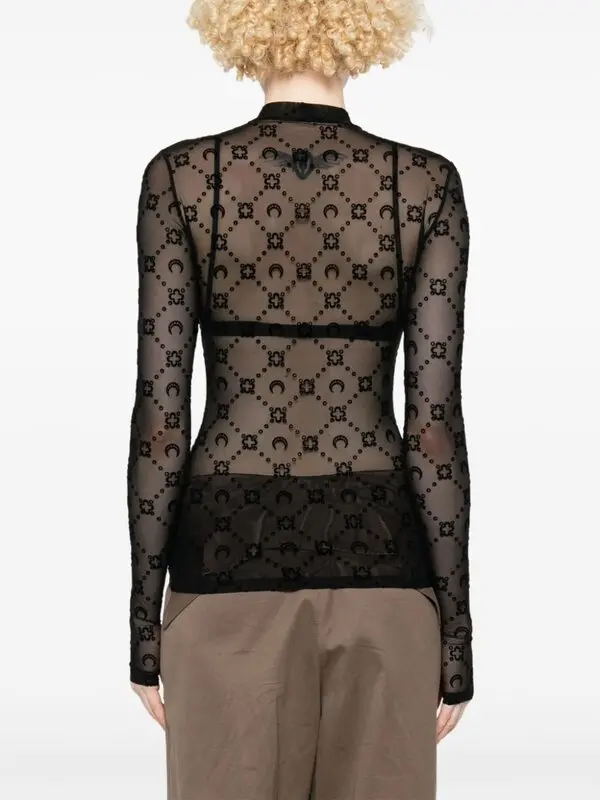 MARINE SERRE Monogram High-neck Top - Black