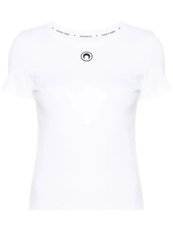 MARINE SERRE Embroidered Cotton T-shirt - White