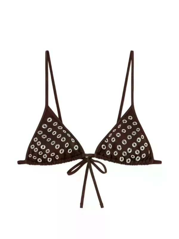 Gimaguas Emily Eyelet Triangle Bikini Top - Brown