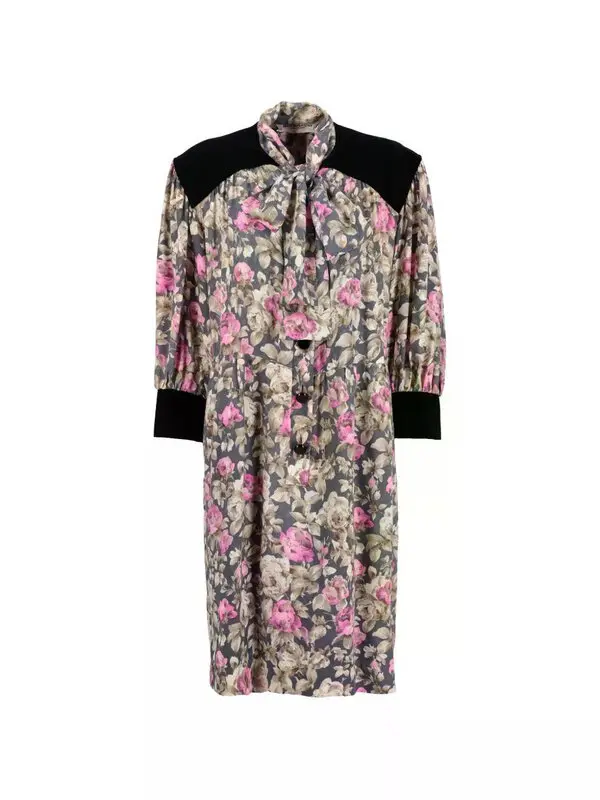 Saint Laurent Floral Velvet Panel Dress