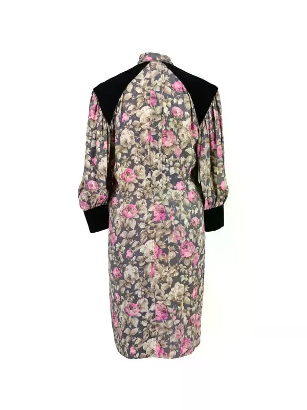 Saint Laurent Floral Velvet Panel Dress