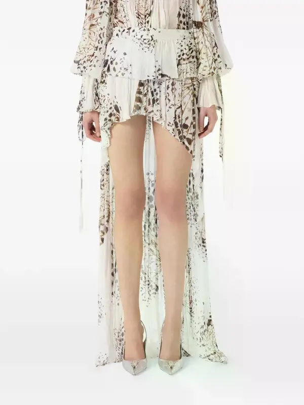 Blumarine Georgette Butterfly-print Skirt - White