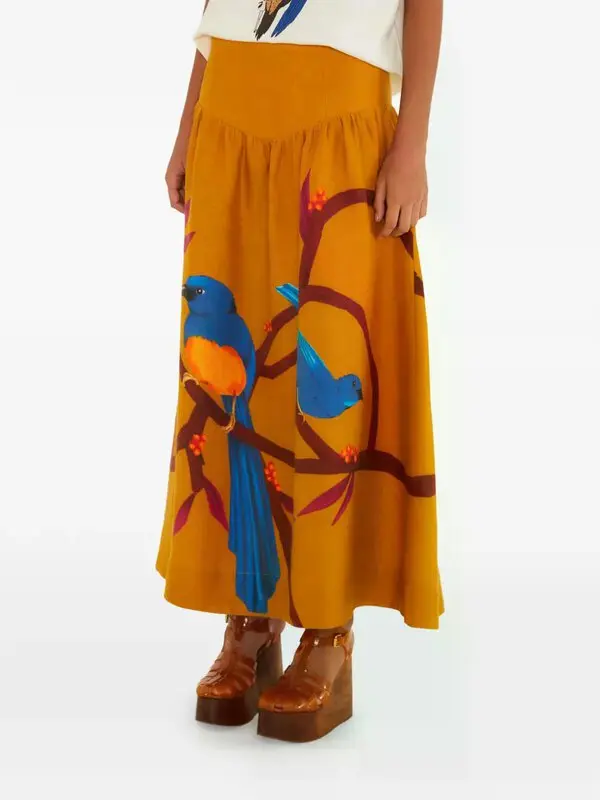 Farm Rio Bird-print A-line Skirt