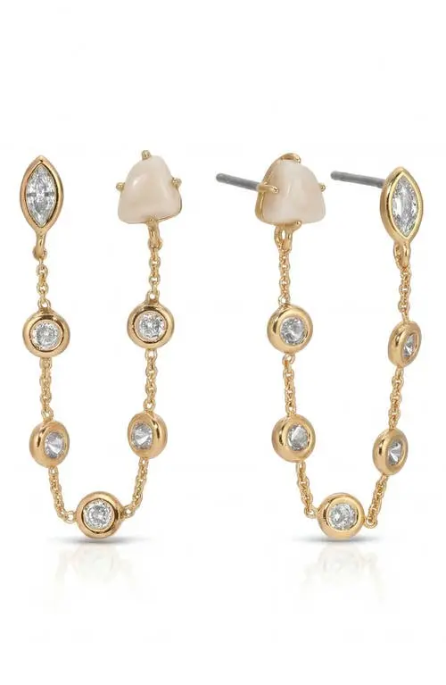 Ettika Light Double Piercing Chain Drop Earrings - Bone