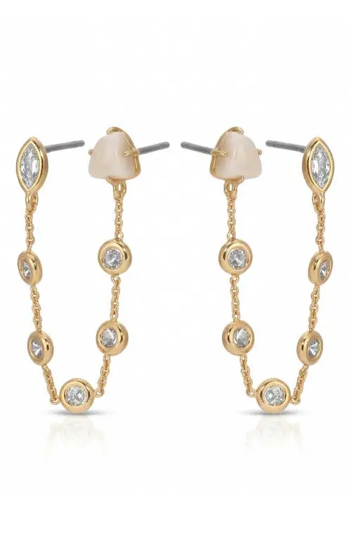 Ettika Light Double Piercing Chain Drop Earrings - Bone