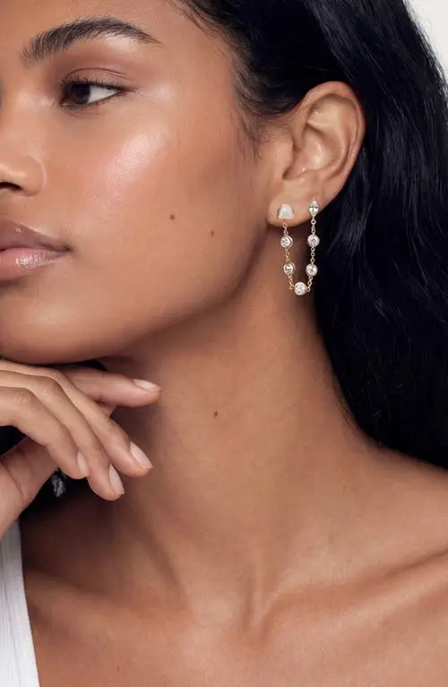 Ettika Light Double Piercing Chain Drop Earrings - Bone