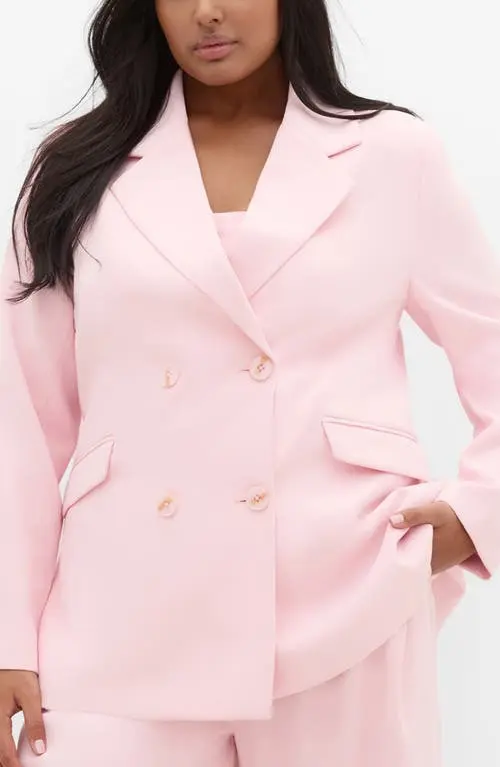 City Chic Holly Double Breasted Blazer - Soft Pink