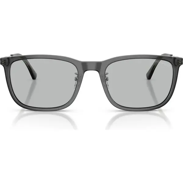 Emporio Armani 56mm Square Sunglasses - Shiny Transparent Grey/light