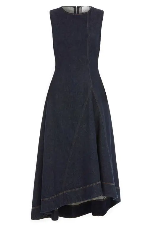 ALIGNE Asymmetric Sleeveless Stretch Organic Cotton Denim Midi Dress