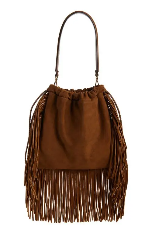 Etro Kalispera Stud & Fringe Suede Shoulder Bag
