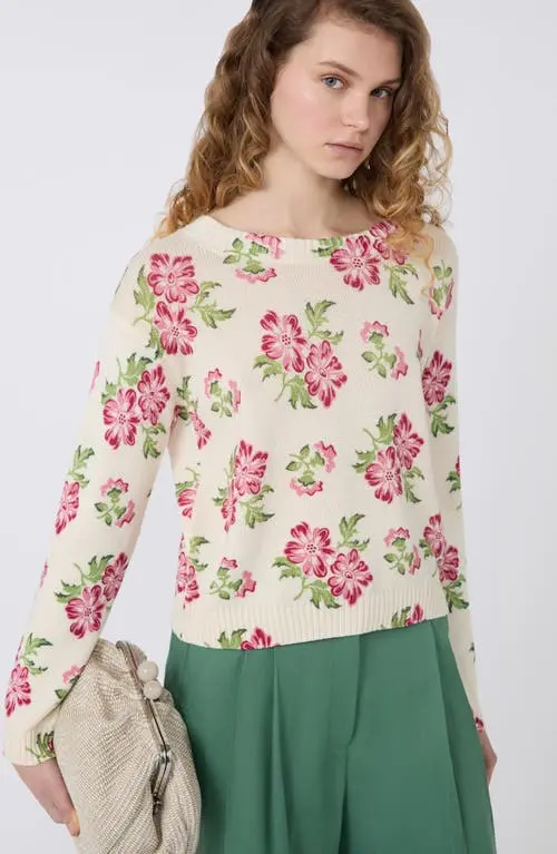 Max Mara Floral Cotton Sweater - Ecru