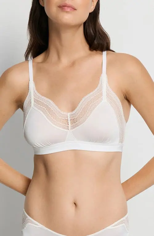 Hanro Cira Tulle Lace Trim Soft Cup Bra - Off White