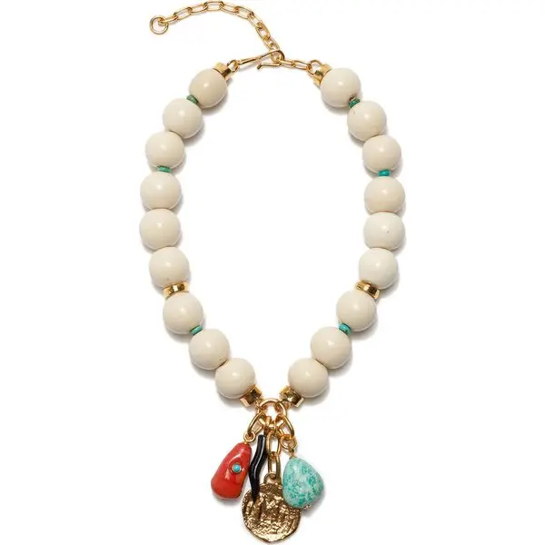 LIZZIE FORTUNATO Blanca Bead & Charm Necklace - Cream Multi