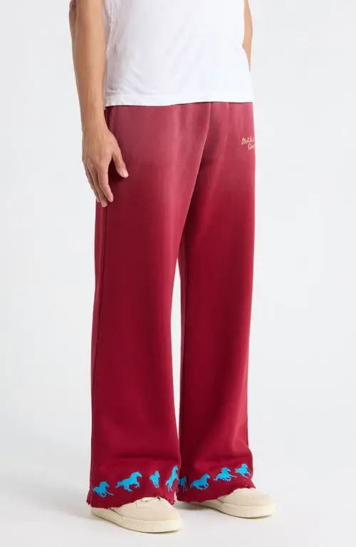 NOTHING GROWS OVERNIGHT Running Horse Wide Leg Cotton Fleece Sweatpants