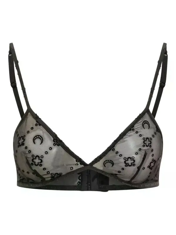 MARINE SERRE Flock Bralette - Black