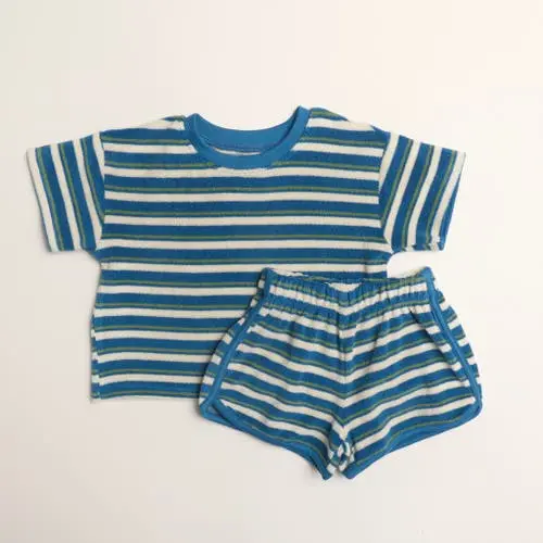 WINNIE + CREW Sterling Set - Thin Blue Green Stripe