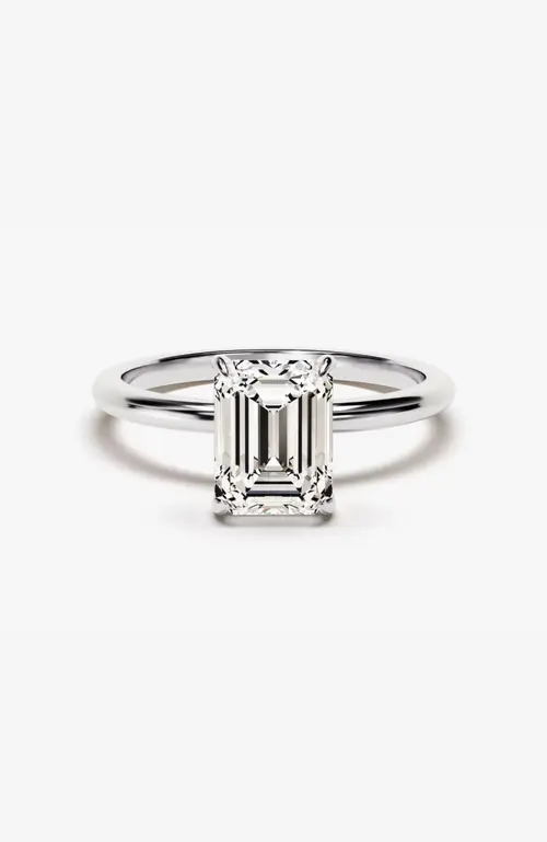 DLORIA Valentina Moissanite 3 Ct. T.w. Emerald Cut Solitaire Ring - Silver