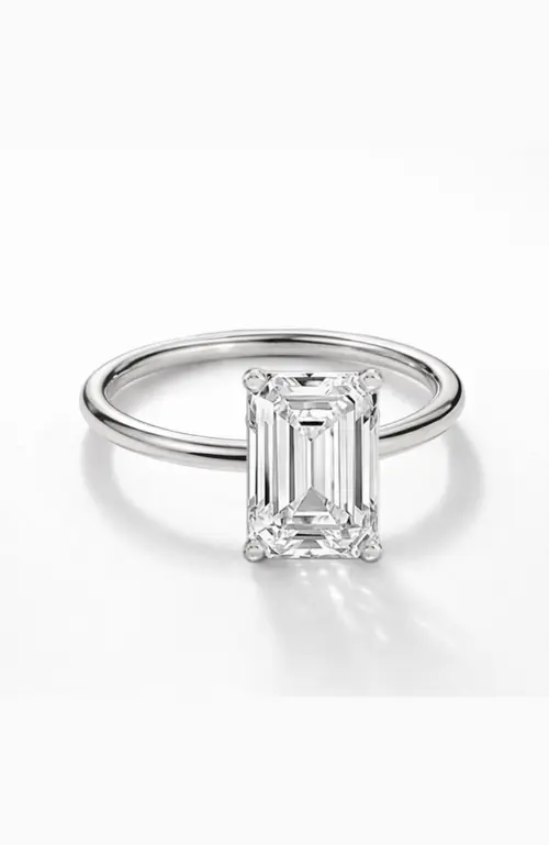 DLORIA Valentina Moissanite 3 Ct. T.w. Emerald Cut Solitaire Ring - Silver