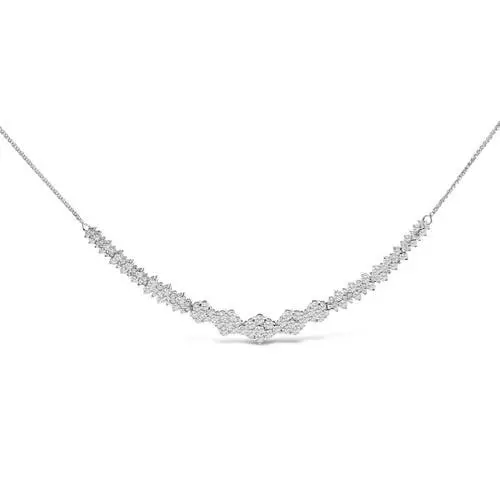 HAUS OF BRILLIANCE 14k 2.00 Cttw Diamond Cluster Bar Necklace - White Gold