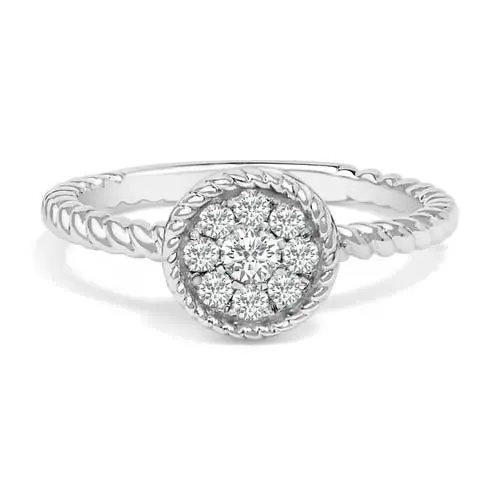 HAUS OF BRILLIANCE Sterling 1/4 Cttw Diamond Floral Ring - Silver