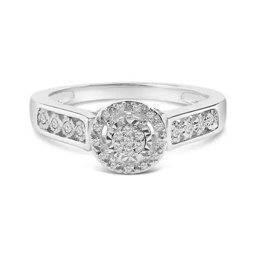 HAUS OF BRILLIANCE Sterling Diamond Accent Halo Ring - Silver