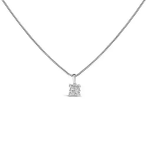 HAUS OF BRILLIANCE Sterling 0.25 Cttw Princess Cut Diamond Pendant Necklace - Silver