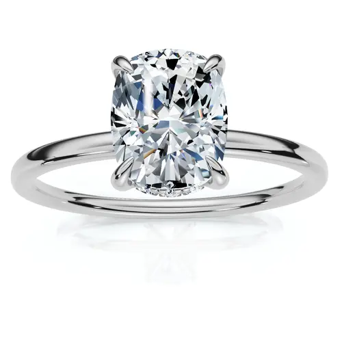BLISS DIAMOND 2ct Cushion Cut Lab Grown Diamond Engagement Ring 14k Gold - 14k White Gold