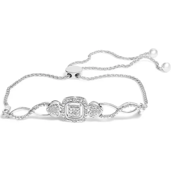 HAUS OF BRILLIANCE 925 Sterling Diamond Bolo Bracelet - Silver