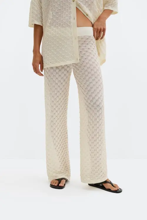 MALINA Alissa Knitted Wide Leg Pants - Cream