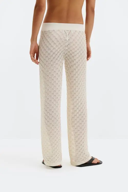 MALINA Alissa Knitted Wide Leg Pants - Cream