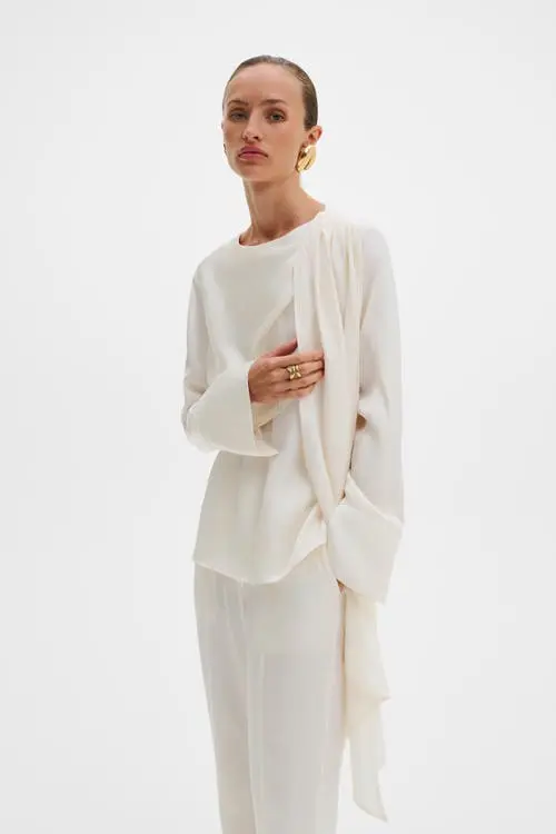MALINA Melandy Draped Cape Blouse