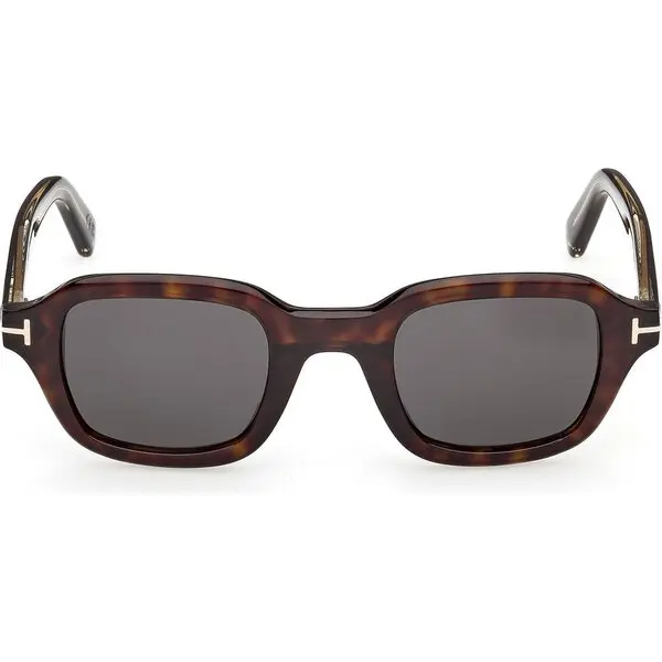 TOM FORD 46mm Square Sunglasses - Havana Yellow Gold/smoke