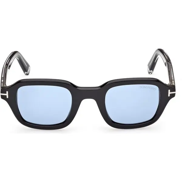 TOM FORD 46mm Square Sunglasses - Shiny Black Palladium/blue