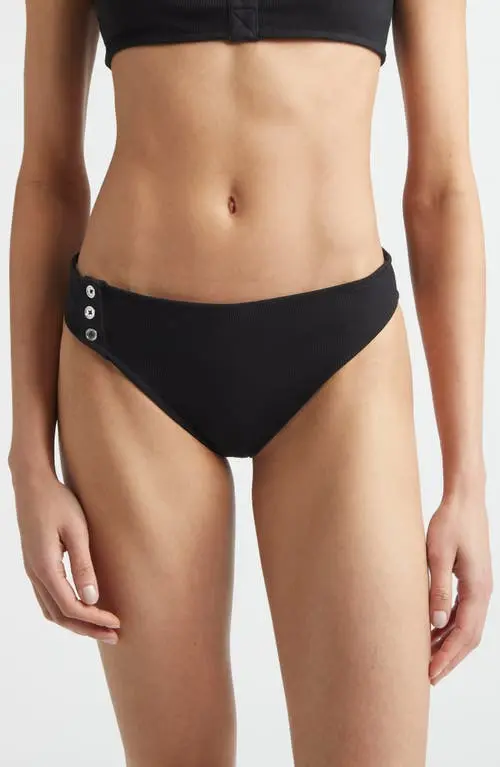 TOTEME Side Button Ribbed Bikini Bottoms - Black
