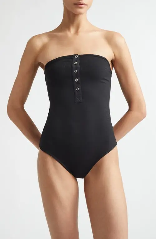 TOTEME Ribbed Strapless One-piece Swimsuit - Black