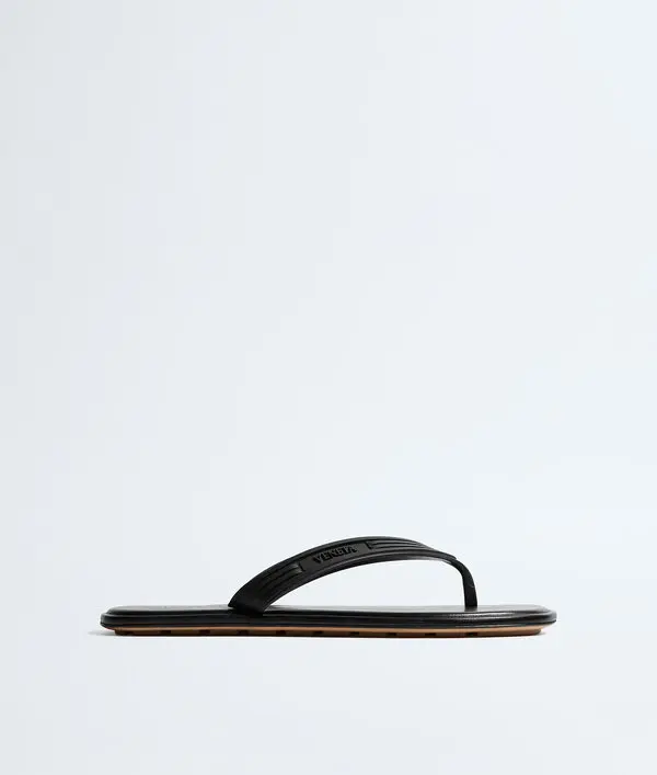 Bottega Veneta Sampieri Flat Thong - Black