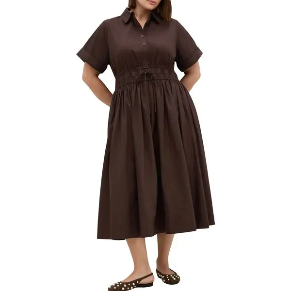 City Chic Lana Shirtdress - Chocolate