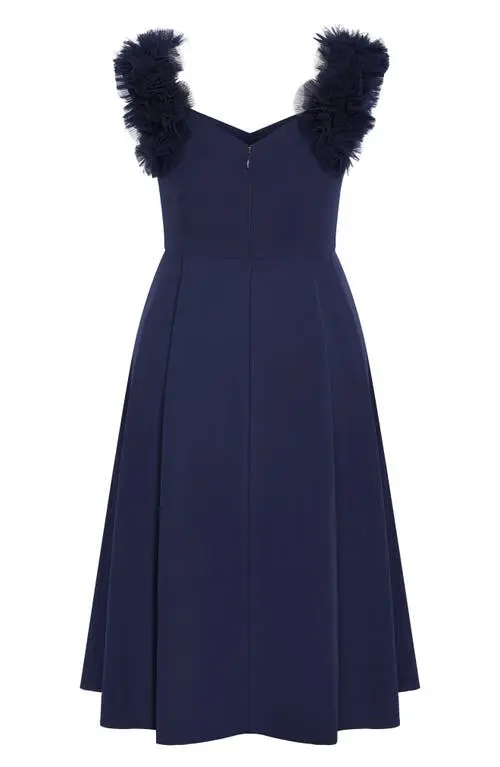City Chic Roselyn Fit & Flare Cocktail Dress - Navy