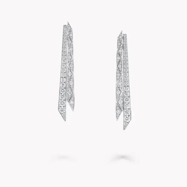 Graff Laurence Signature Faceted Double-strand Earrings - White Gold