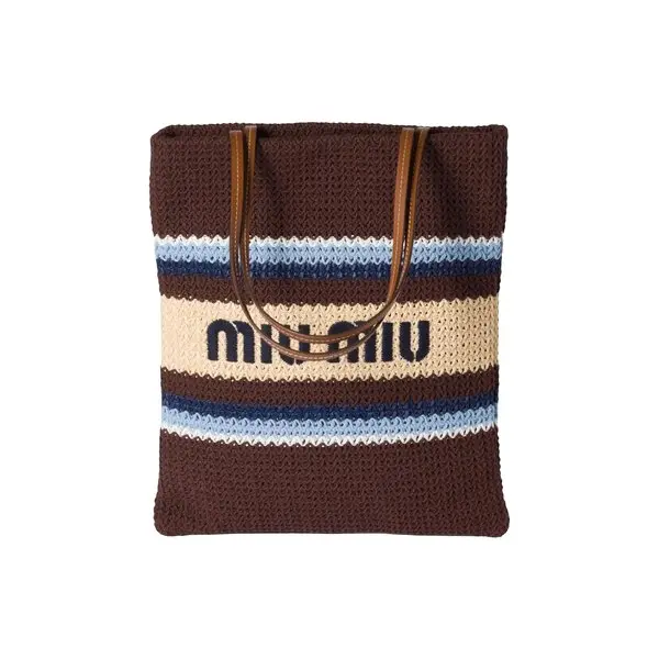 Miu Miu Tessuto Stripes Tote Bag - Brown
