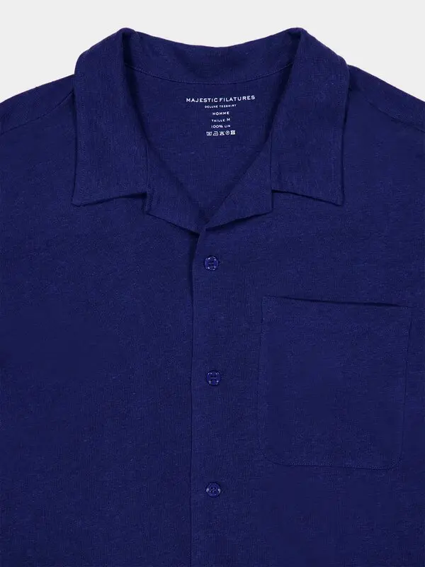 Majestic Filatures Linen Short Sleeve Shirt - Blue