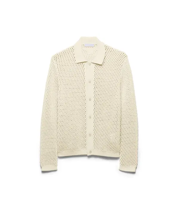 Prada Linen And Cotton Cardigan - Neutral