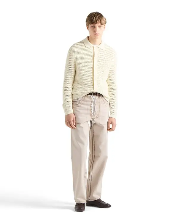 Prada Linen And Cotton Cardigan - Neutral