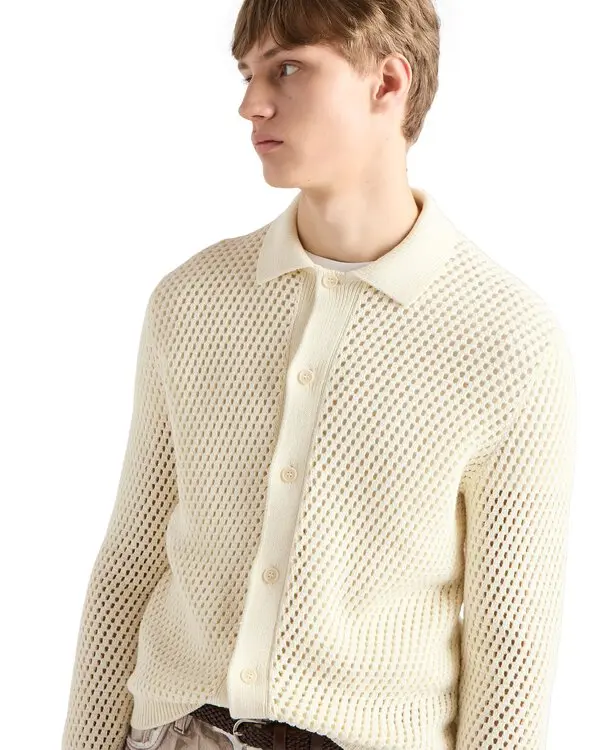 Prada Linen And Cotton Cardigan - Neutral