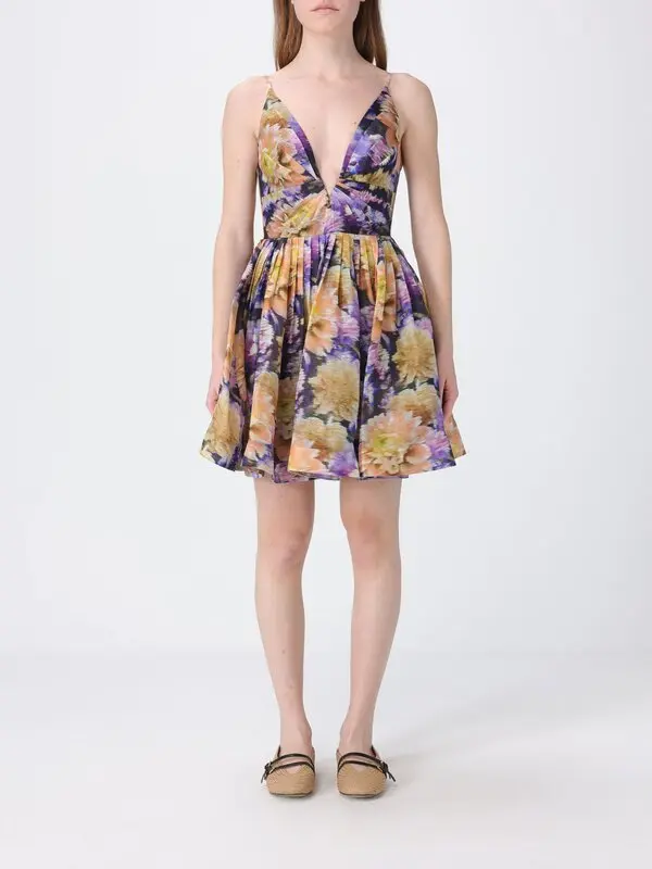 Zimmermann Floral Print Silk And Linen Mini Dress - Blue