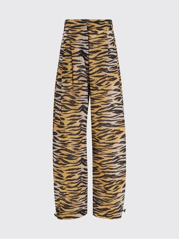 Pinko Wide Leg Trousers With Tiger Print - Black