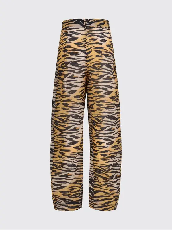 Pinko Wide Leg Trousers With Tiger Print - Black