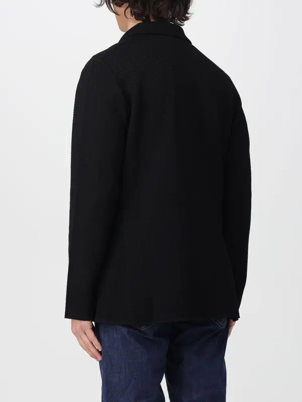 LARDINI Double-breasted Blazer In Cotton And Viscose - Black